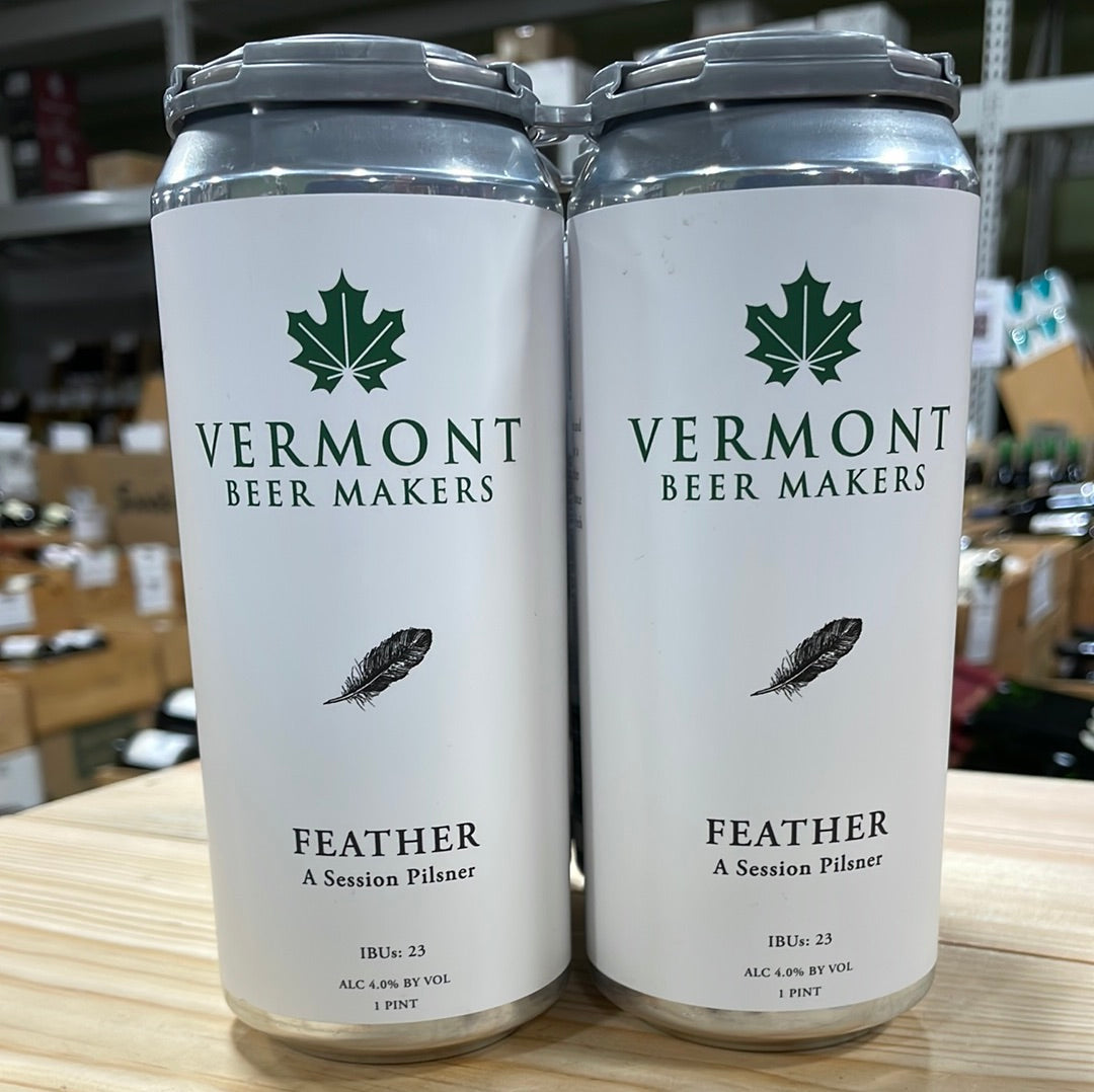 Vermont Beer Makers Feather Pilsner 4pk Cans – Bin Ends... Great Wine ...